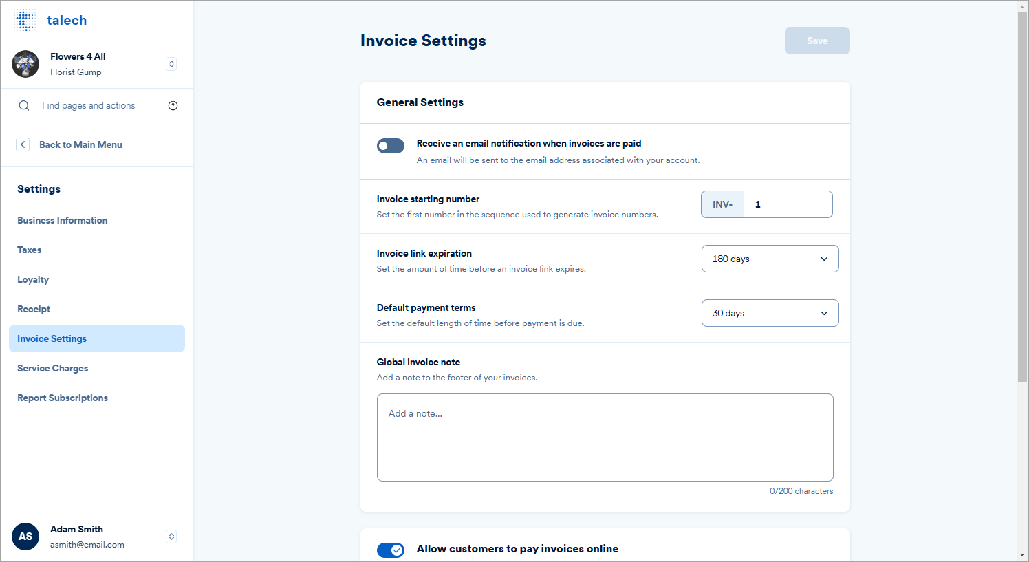 How to Set Up and Create Invoices from talech.com