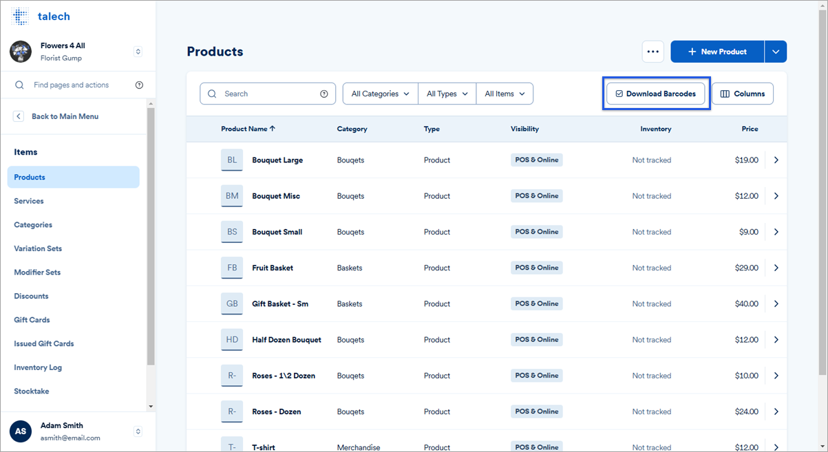 Create and Print Barcodes from talech.com