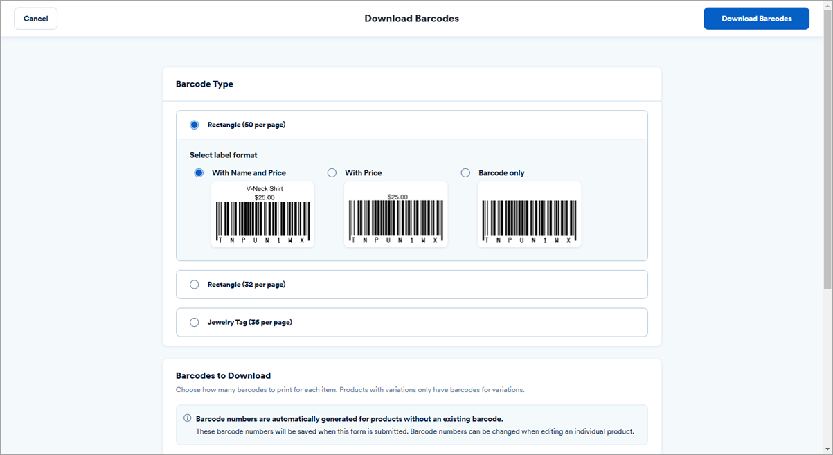 Create and Print Barcodes from talech.com