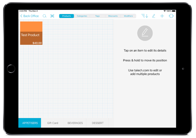 Creating a product on talech register