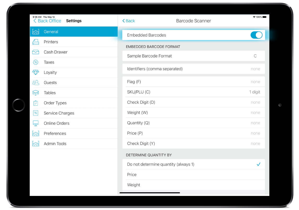 Embedded Barcode Settings
