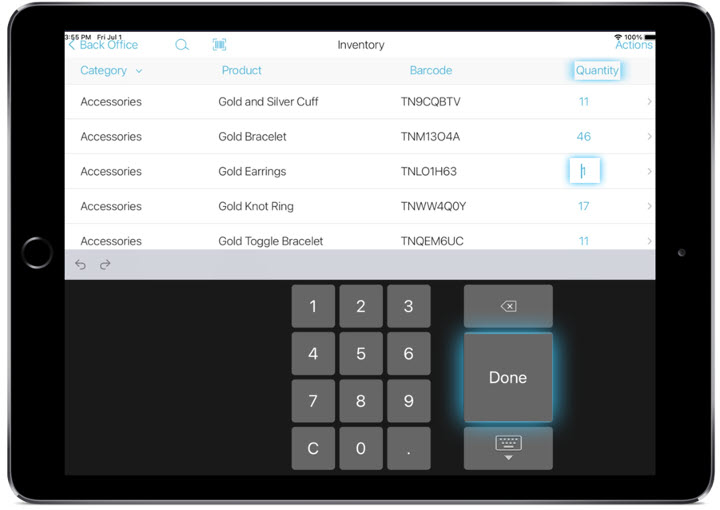 Inventory on talech Register