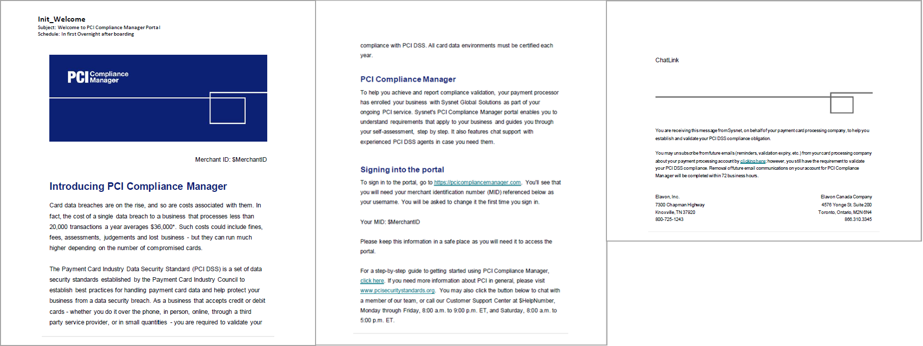 Onboarding - PCI Compliance Manager Portal Email