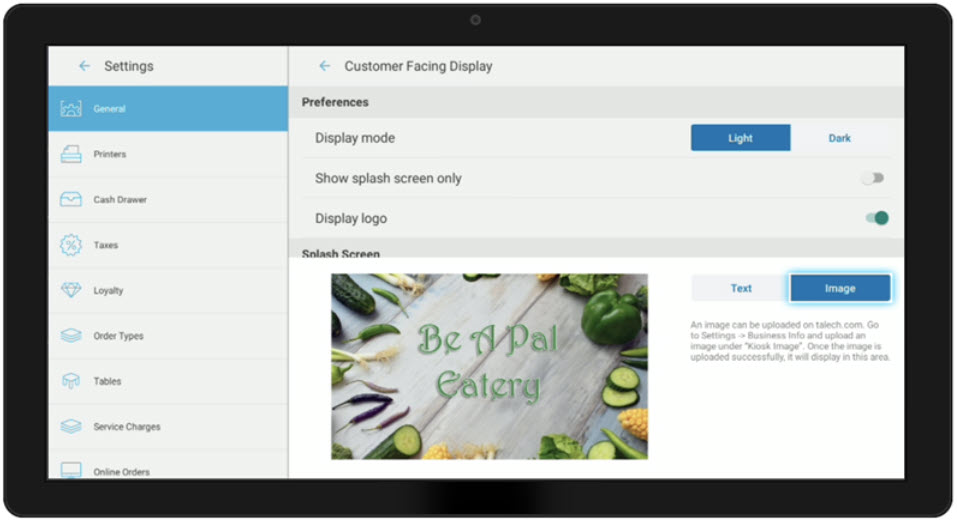 talech Register Customer Facing Display Features
