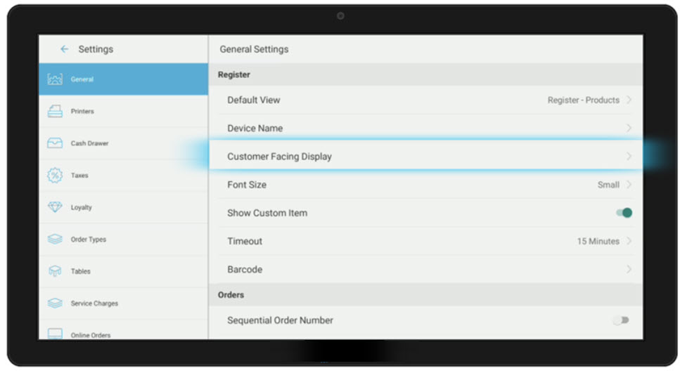 talech Register Customer Facing Display Features