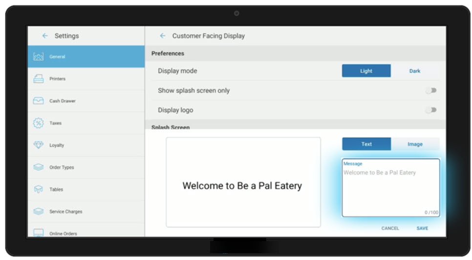talech Register Customer Facing Display Features