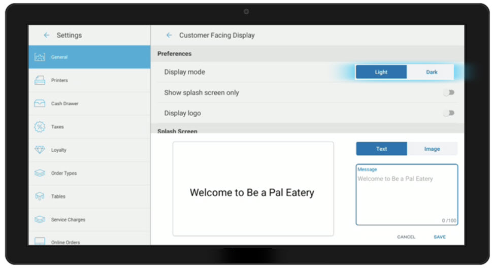 talech Register Customer Facing Display Features