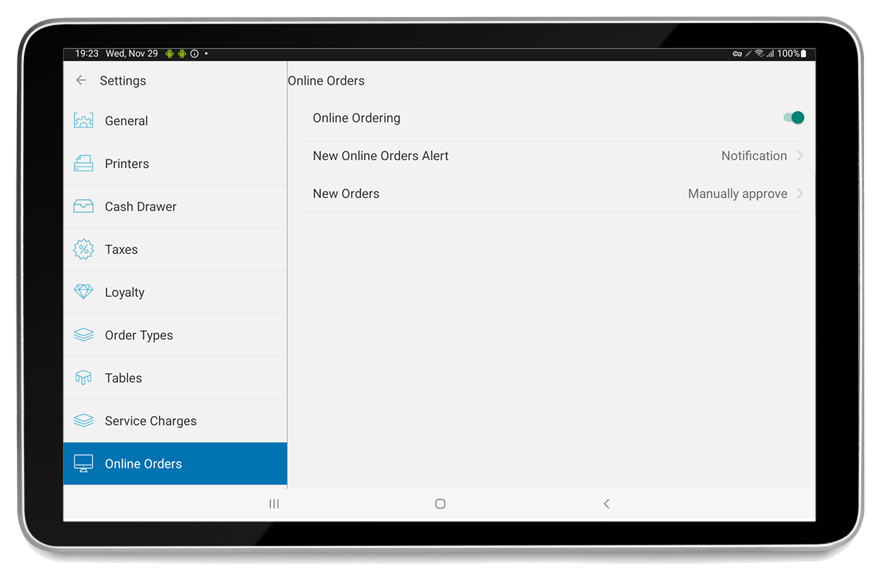 Online Ordering Settings
