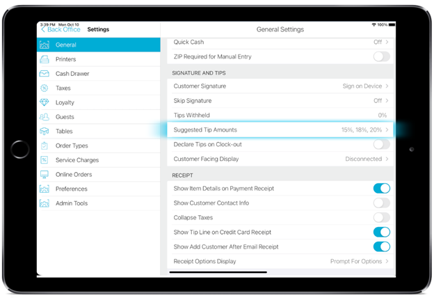 Add Tip Line and Suggested Tip Amounts