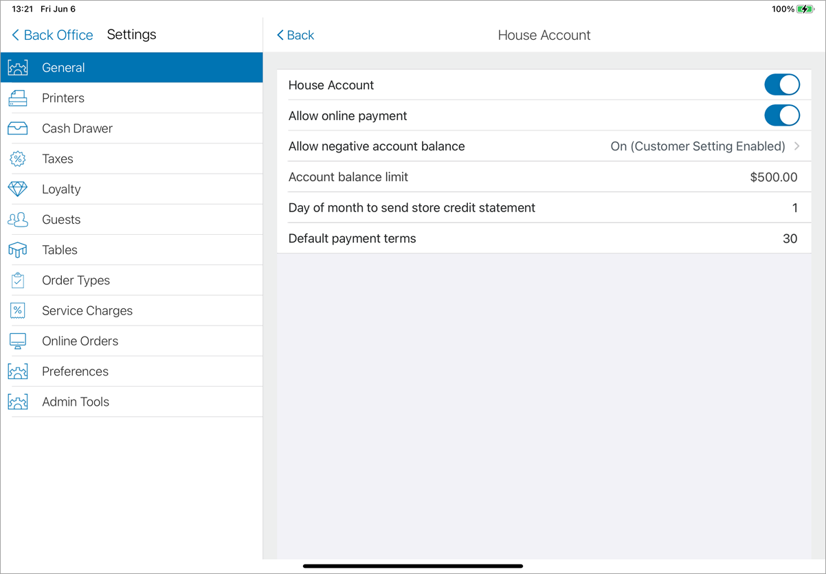 talech House Accounts