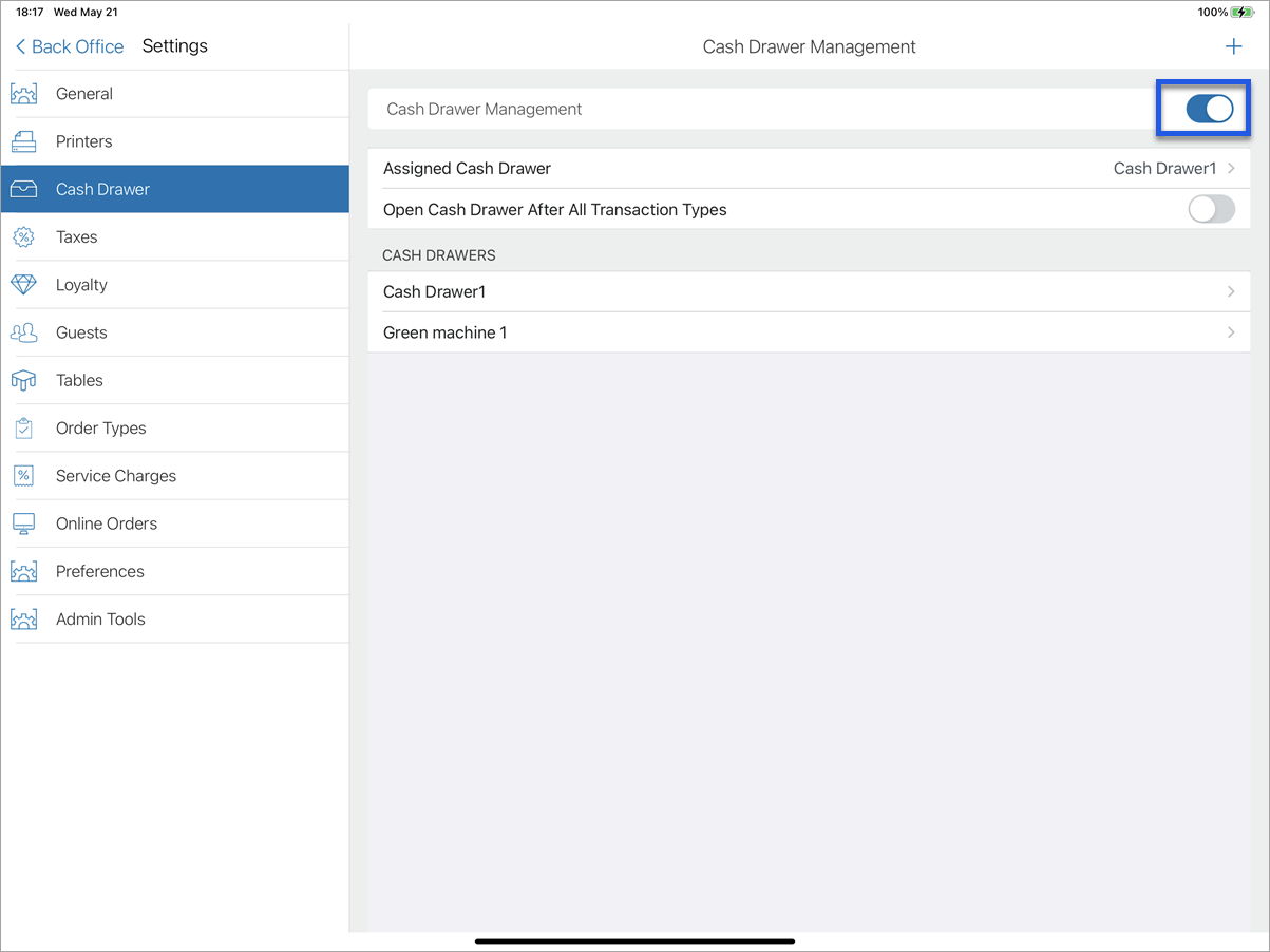 Setting up Cash Drawer Management