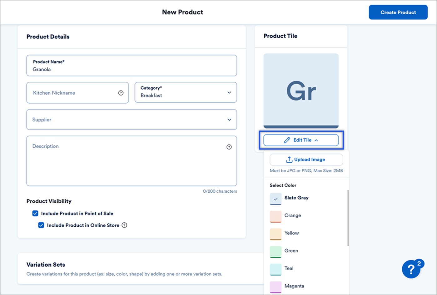 Create and Edit Products on talech.com