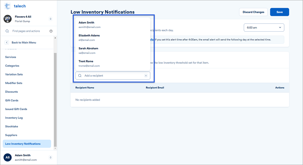 Set Up Inventory Alerts