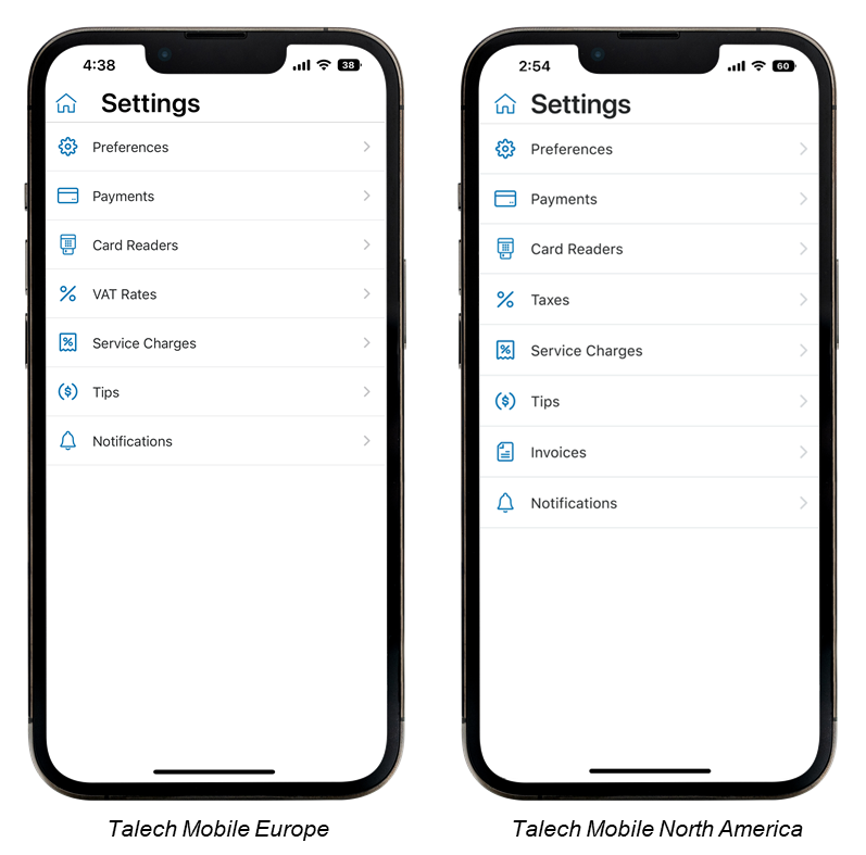 talech Mobile Settings