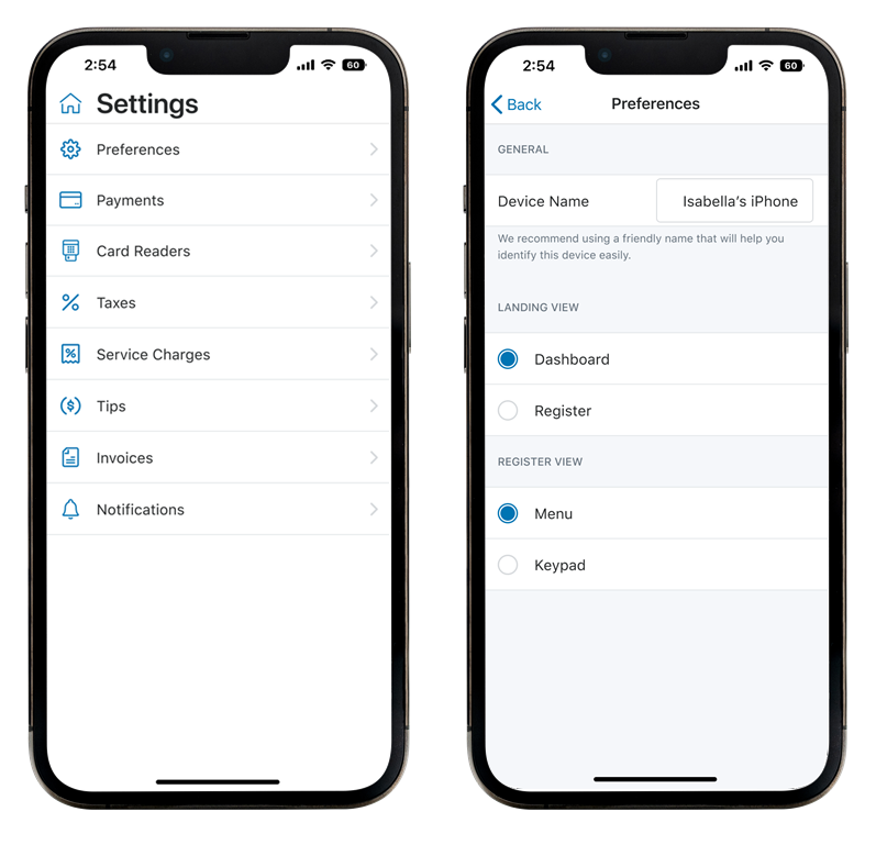 talech Mobile Settings