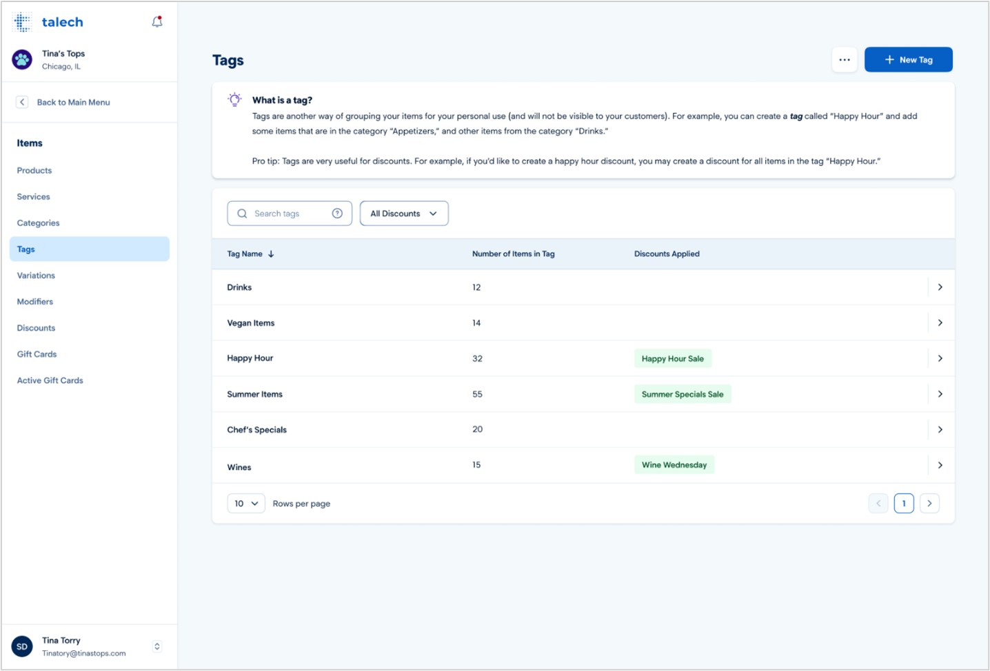 Tags - Create, View and Manage