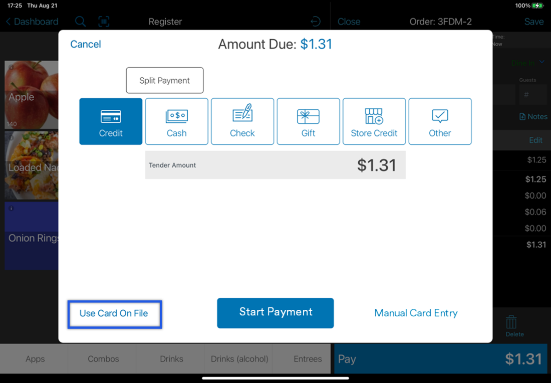Card on file - Tokenization