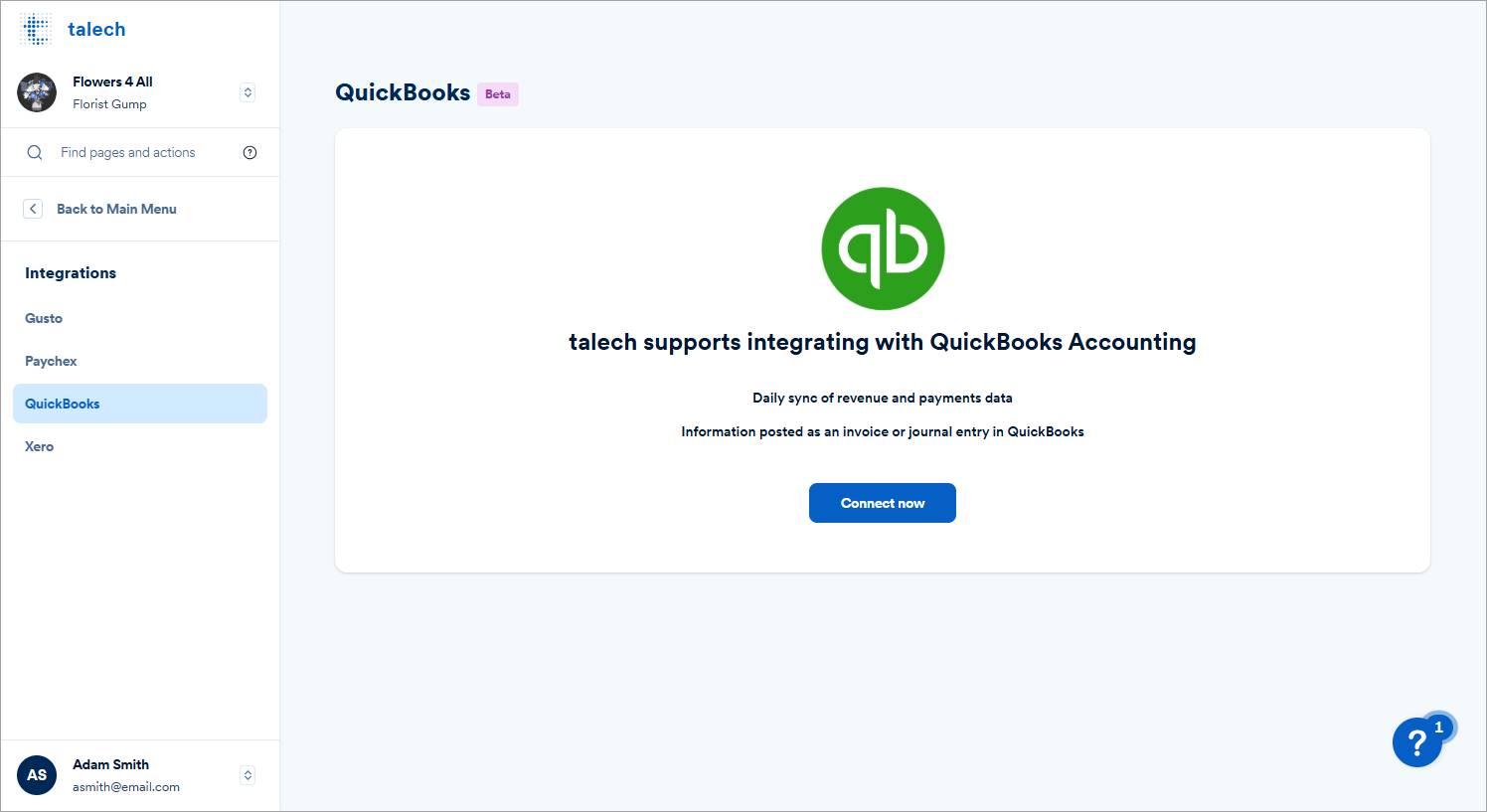 QuickBooks Integration with talech
